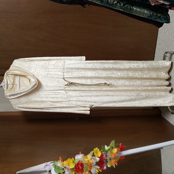 Niki-Lu | Dresses | Cream Colored Crushed Velour Vintage Maxi Dress ...